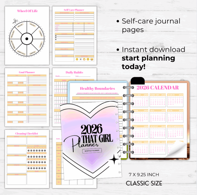 2026 That Girl Digital Planner | Daily Routine, Wellness, Fitness, Self ...