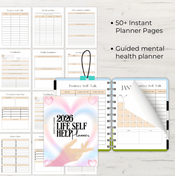 Self-Help Planner PDF | Daily Mindset Tracker, Gratitude Journal, Goal ...