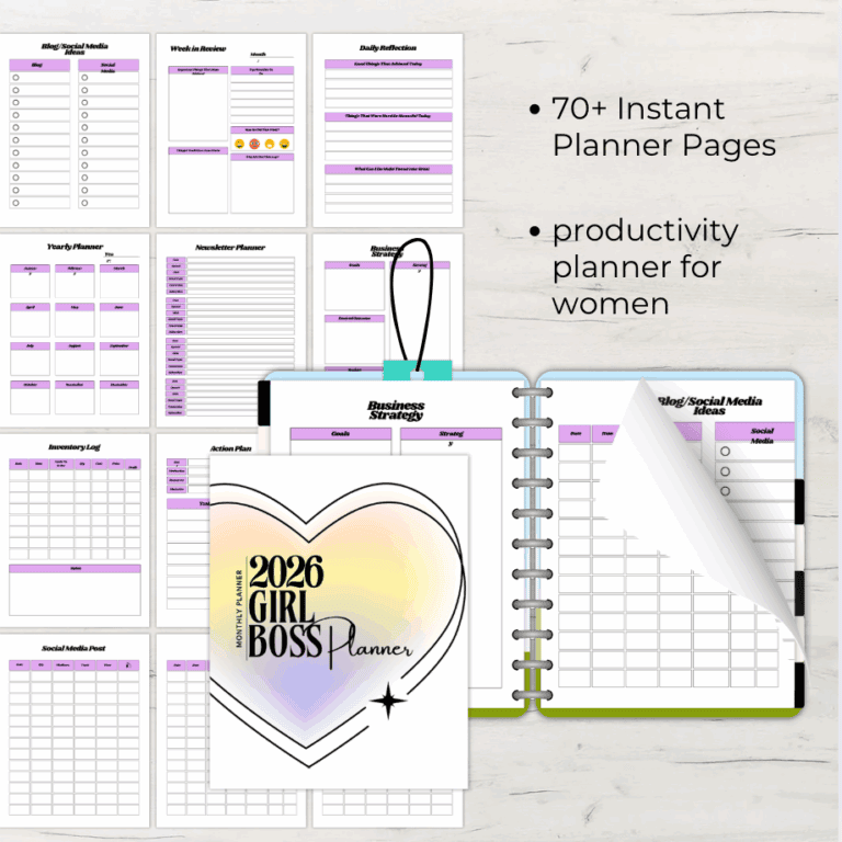 Girl Boss Planner PDF | 12-Month Business Planner, Goal Tracker, Budget ...